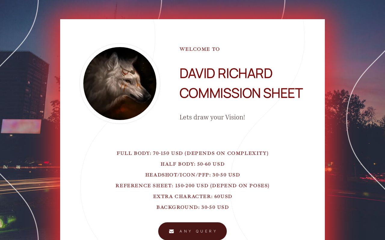 David's Commission Sheet